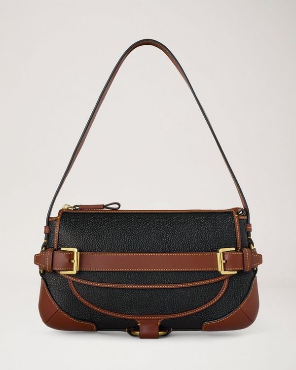 Mulberry | Lennox Shoulder Bag | Black & Cognac Bio-Based Scotchgrain