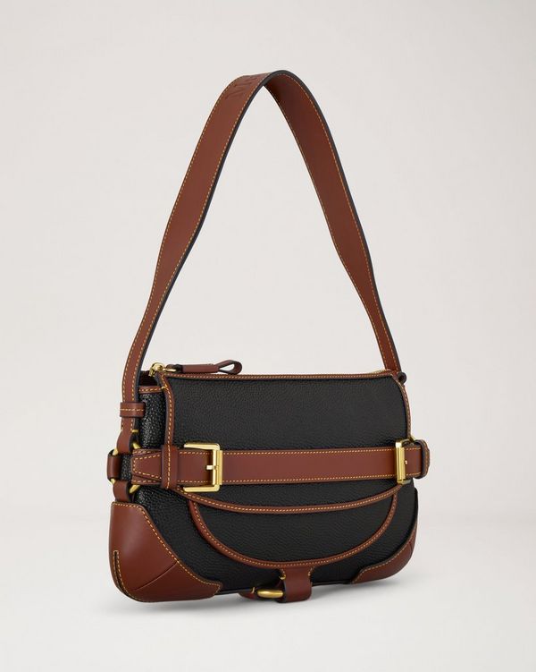 Mulberry | Lennox Shoulder Bag | Black & Cognac Bio-Based Scotchgrain