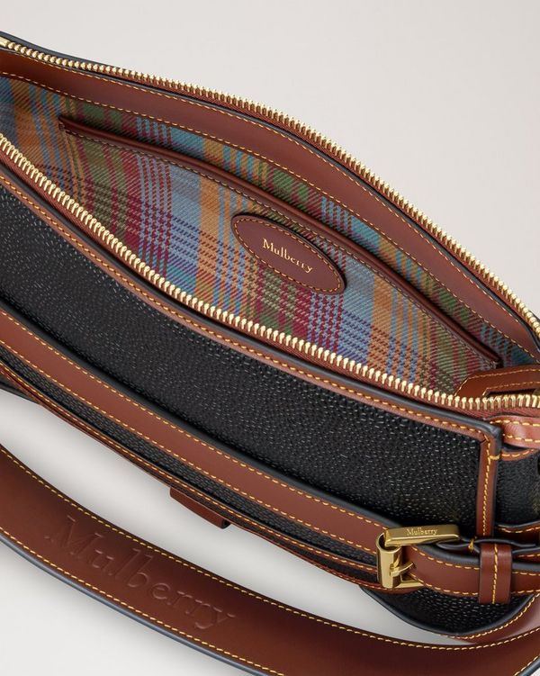 Mulberry | Lennox Shoulder Bag | Black & Cognac Bio-Based Scotchgrain