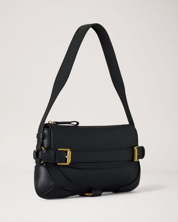 Mulberry | Lennox Shoulder Bag | Black Heavy Grain | Women