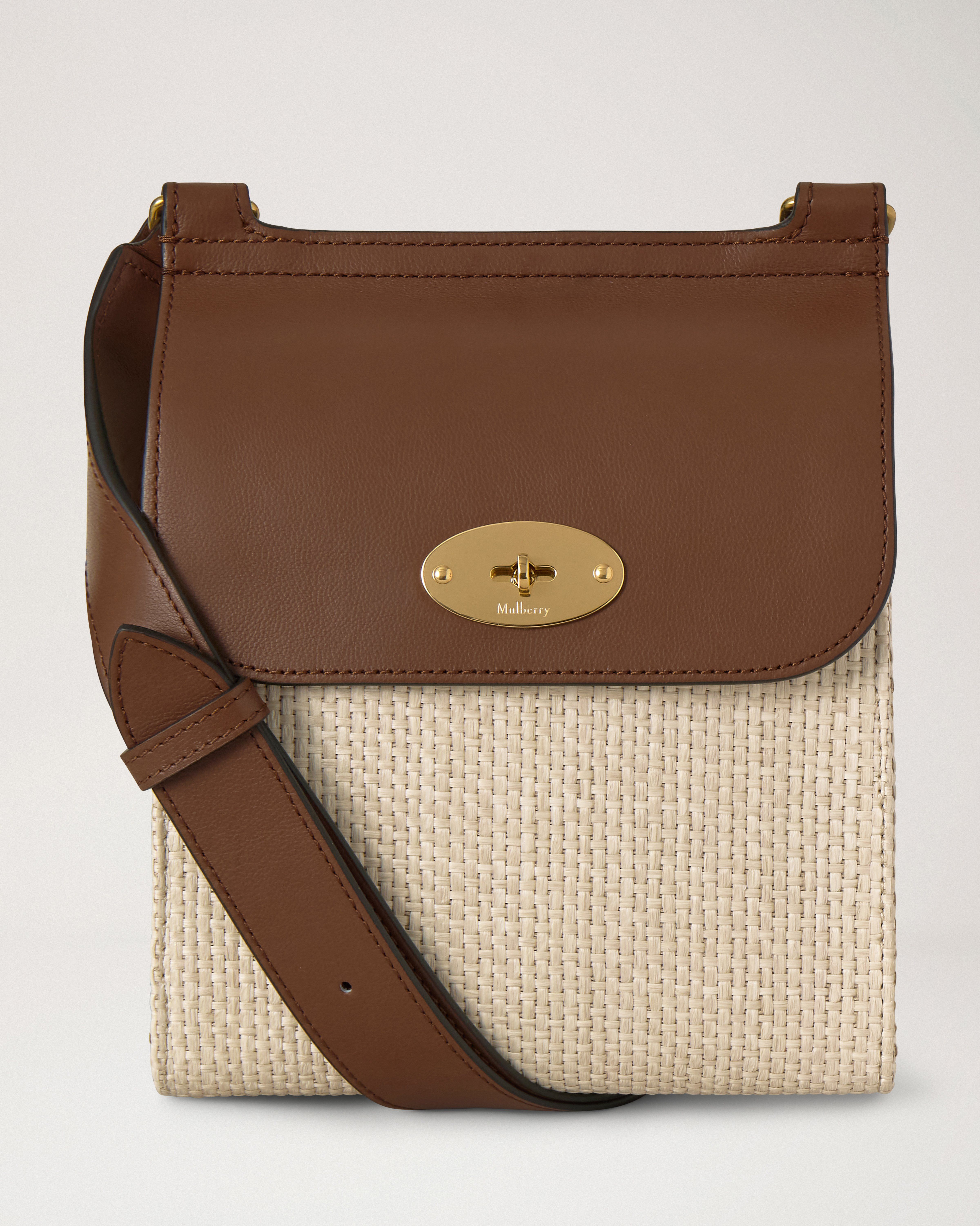 Mulberry | Small Antony | Ecru & Bright Oak Raffia & Leather Trim