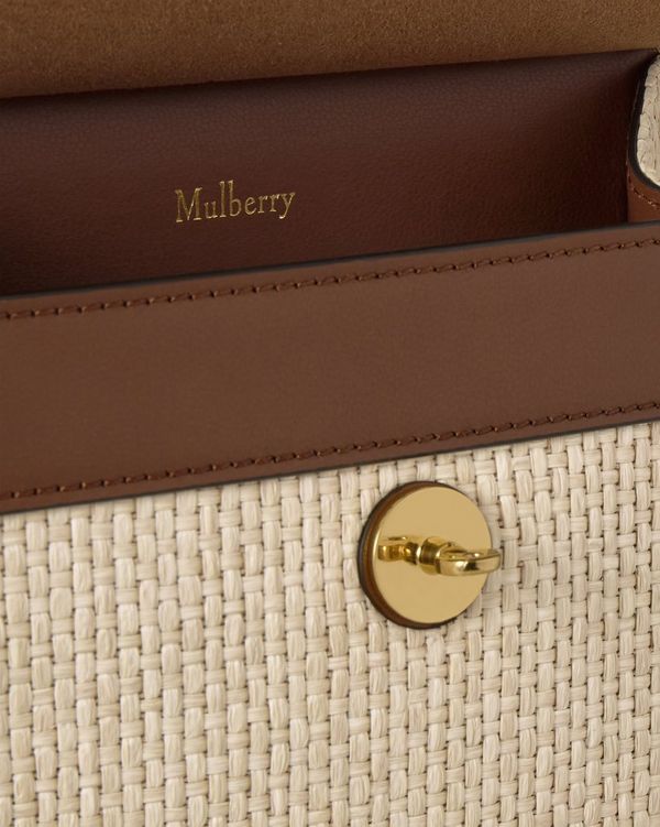 Mulberry | Small Antony | Ecru & Bright Oak Raffia & Leather Trim