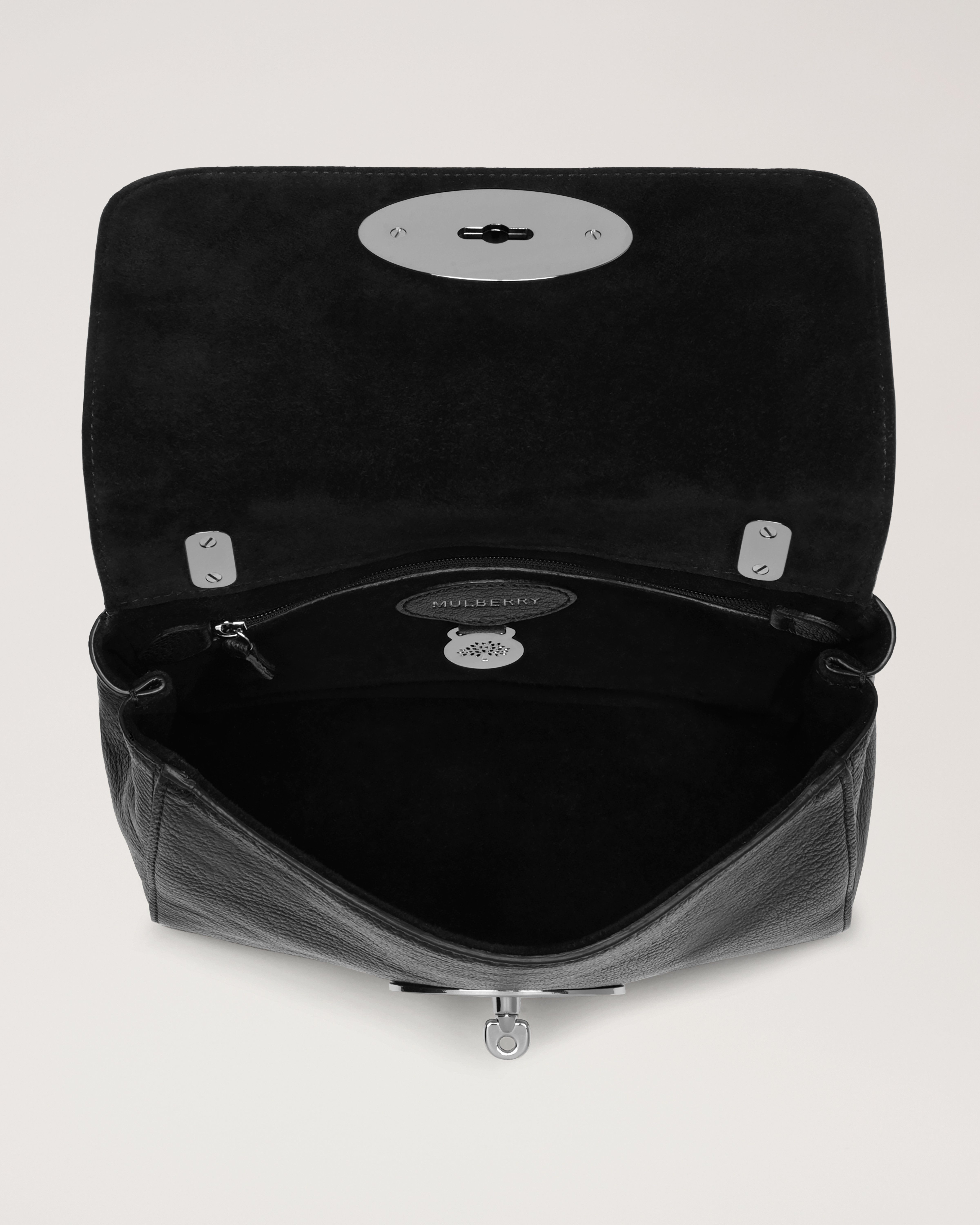 Mulberry Lily in Black Glossy Goat With Silver Tone