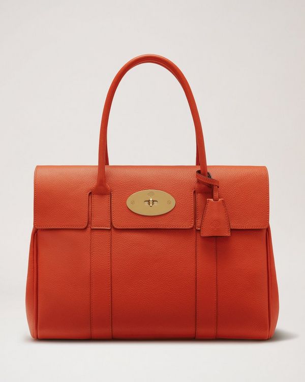 Mulberry | Bayswater | Coral Orange Small Classic Grain | Family
