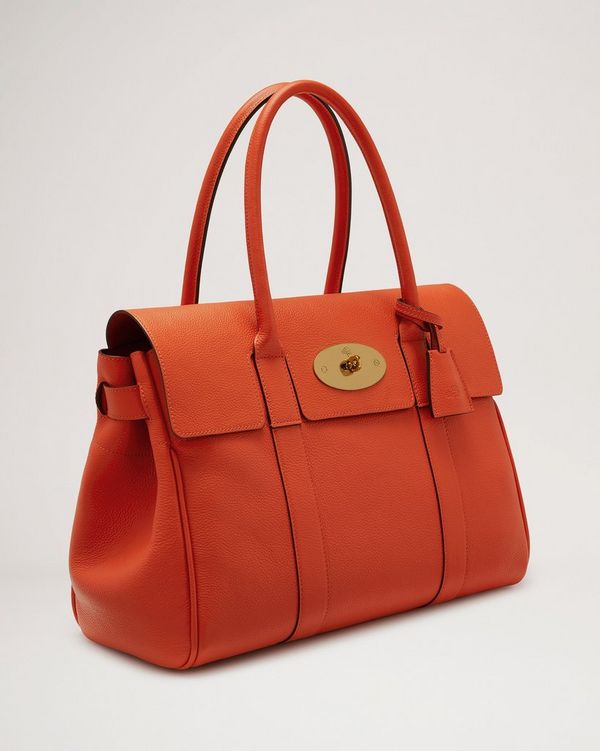 Mulberry | Bayswater | Coral Orange Small Classic Grain | Family