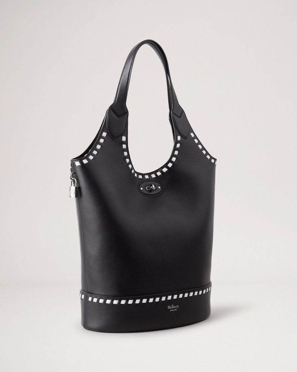 Lily Tote | Black & White Whip Stitch | Lily | Mulberry