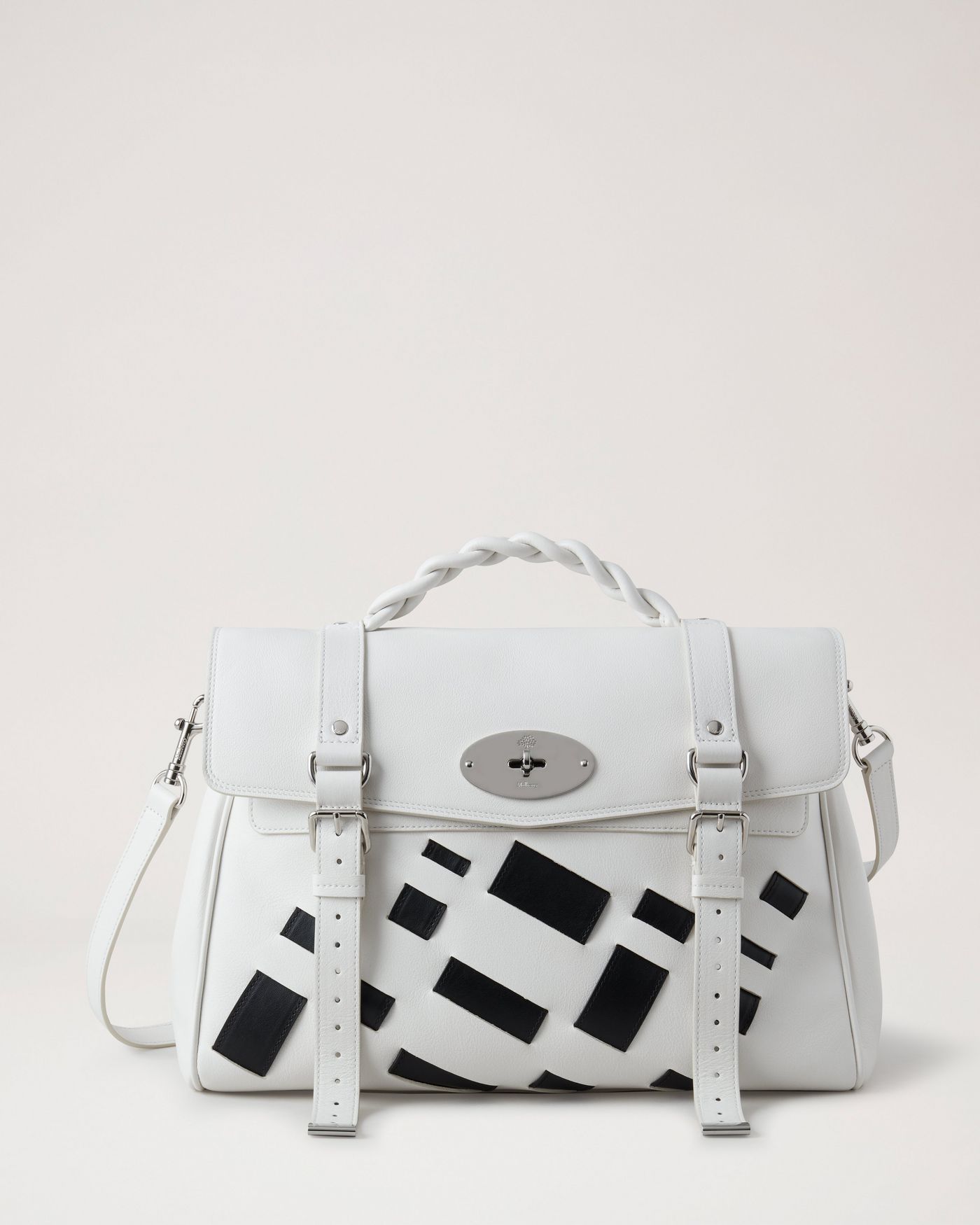 Oversized Alexa | Black & White Whip Stitch | Sustainable Icons | Mulberry