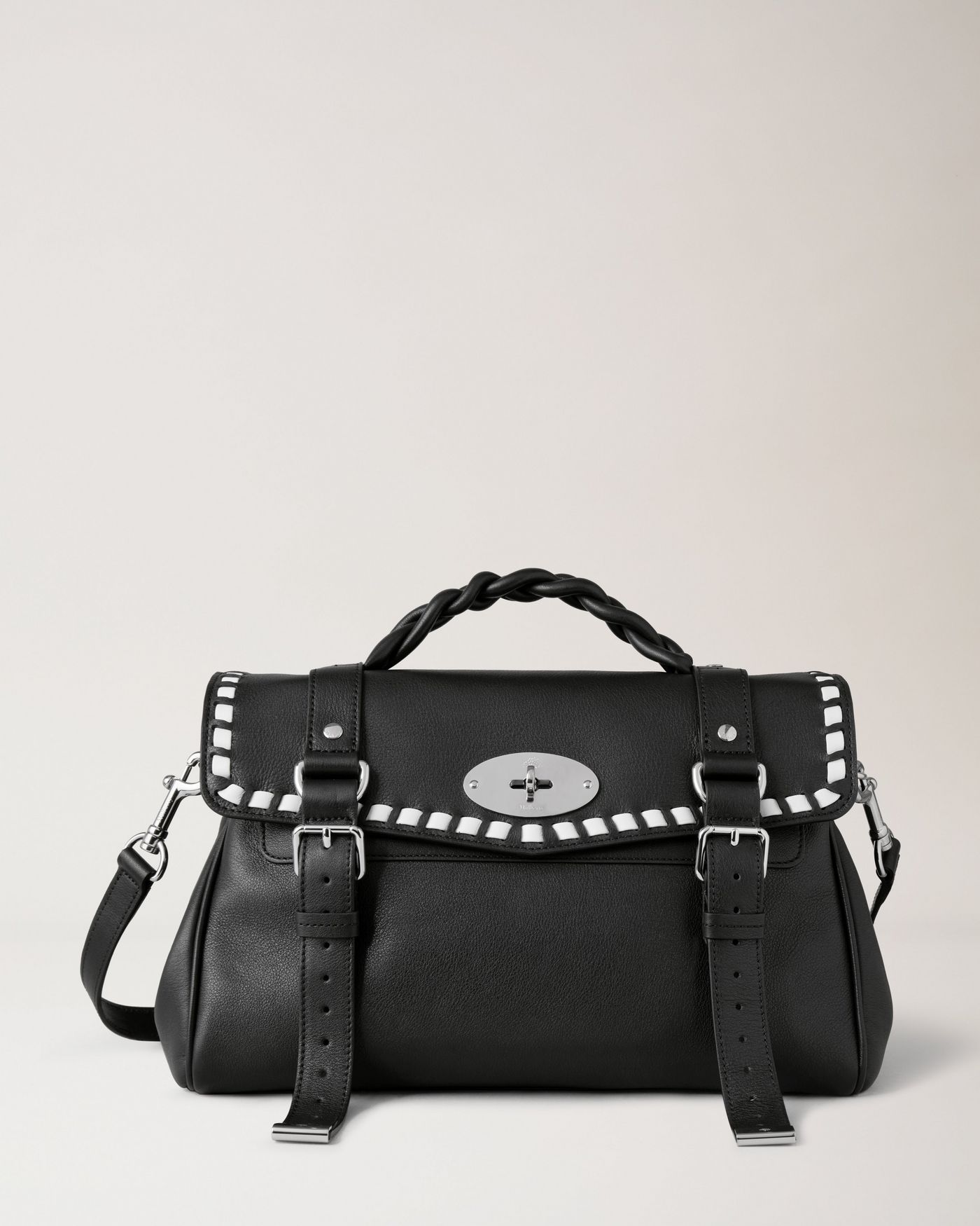 Alexa | Black & White Whip Stitch | Sustainable Icons | Mulberry