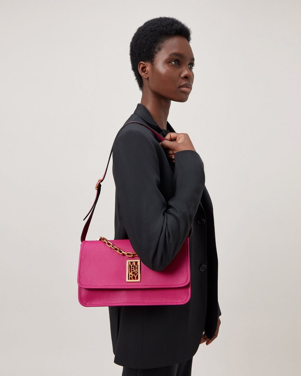 Sadie Rectangle | Mulberry Pink Goat Printed Leather | Sustainable ...