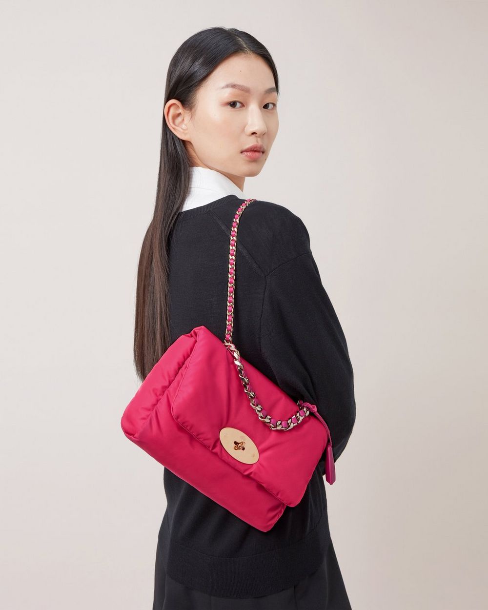 Medium Top Handle Lily | Mulberry Pink Padded Nylon | Sustainable Icons ...