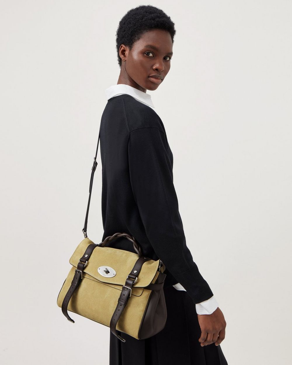 Alexa | Wild Primrose & Ebony Suede & Leather | Family | Mulberry