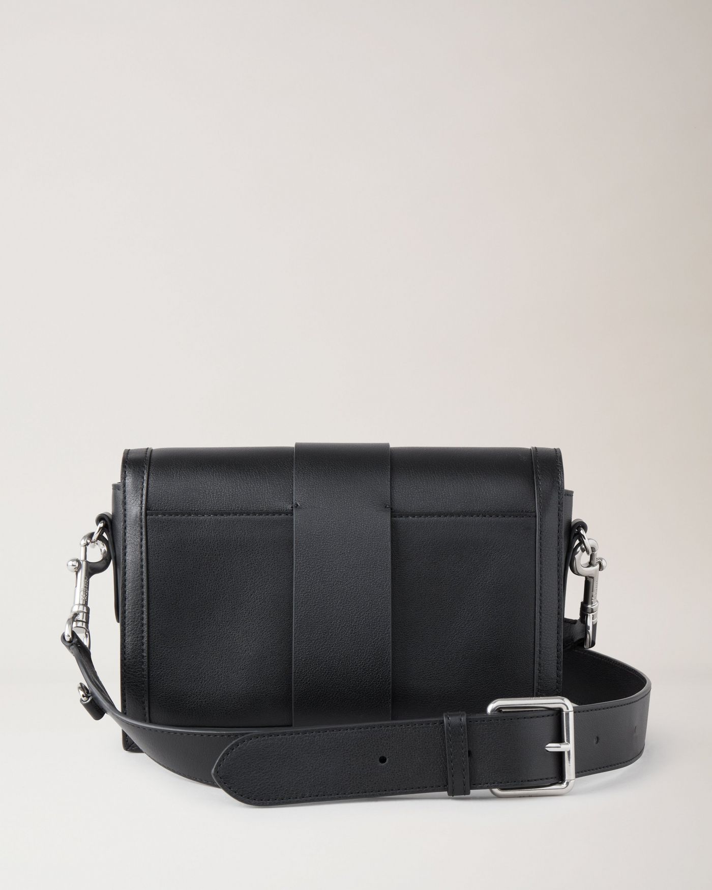 Utility Postman's Buckle Crossbody | Black Silky Calf | Women | Mulberry