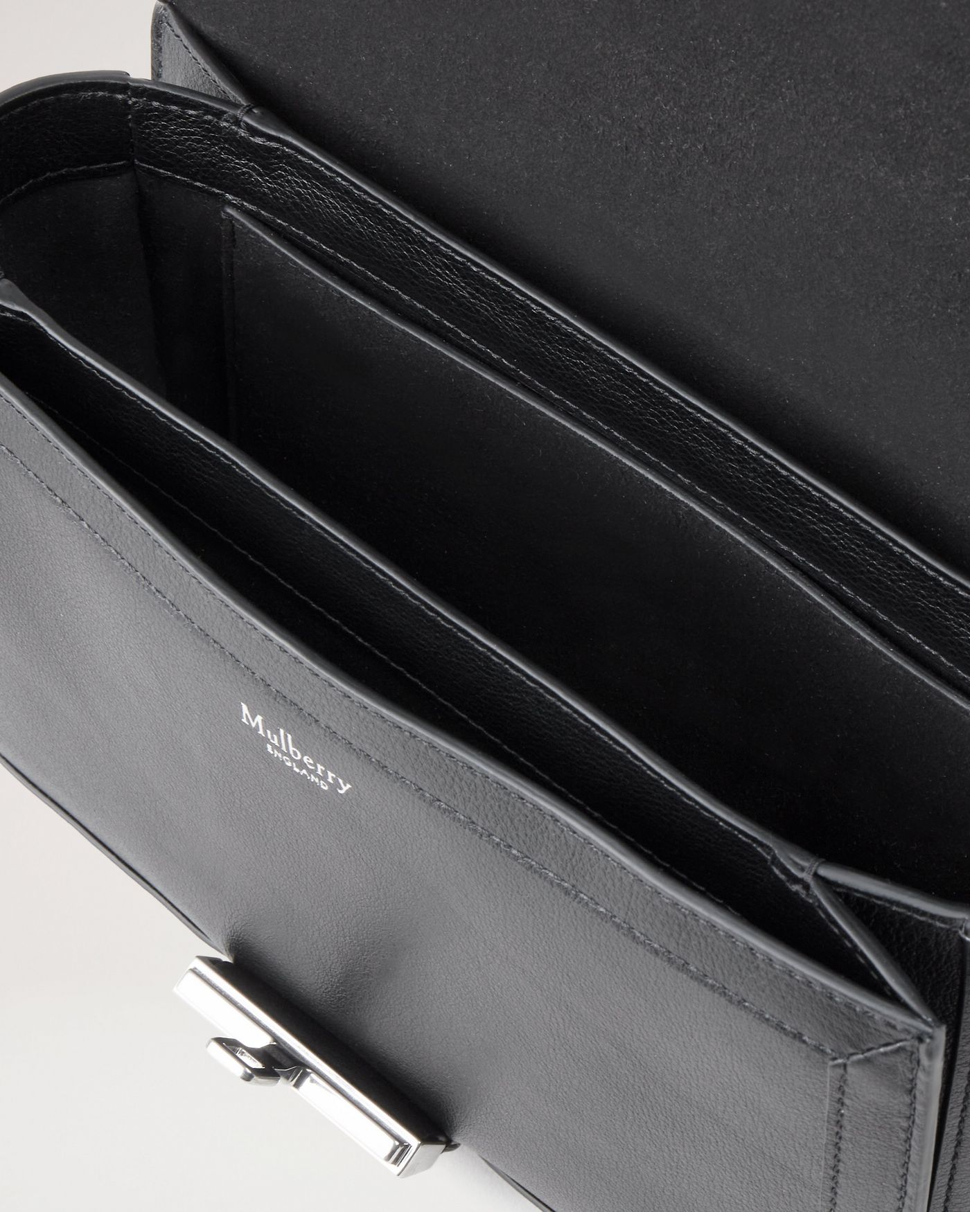 Utility Postman's Buckle Crossbody | Black Silky Calf | Women | Mulberry