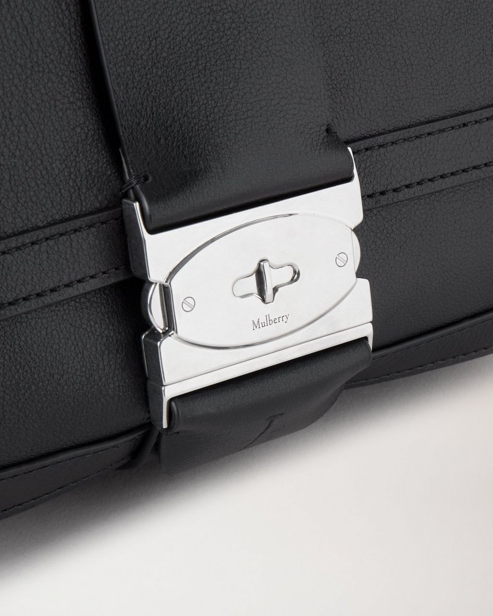 Utility Postman's Buckle Crossbody | Black Silky Calf | Women | Mulberry