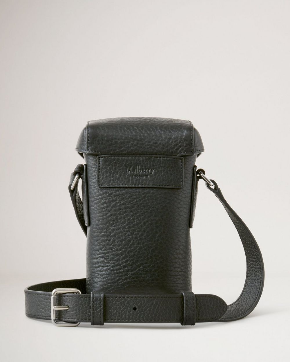 Utility Postman's Buckle Phone Messenger | Black Heavy Grain | Women ...