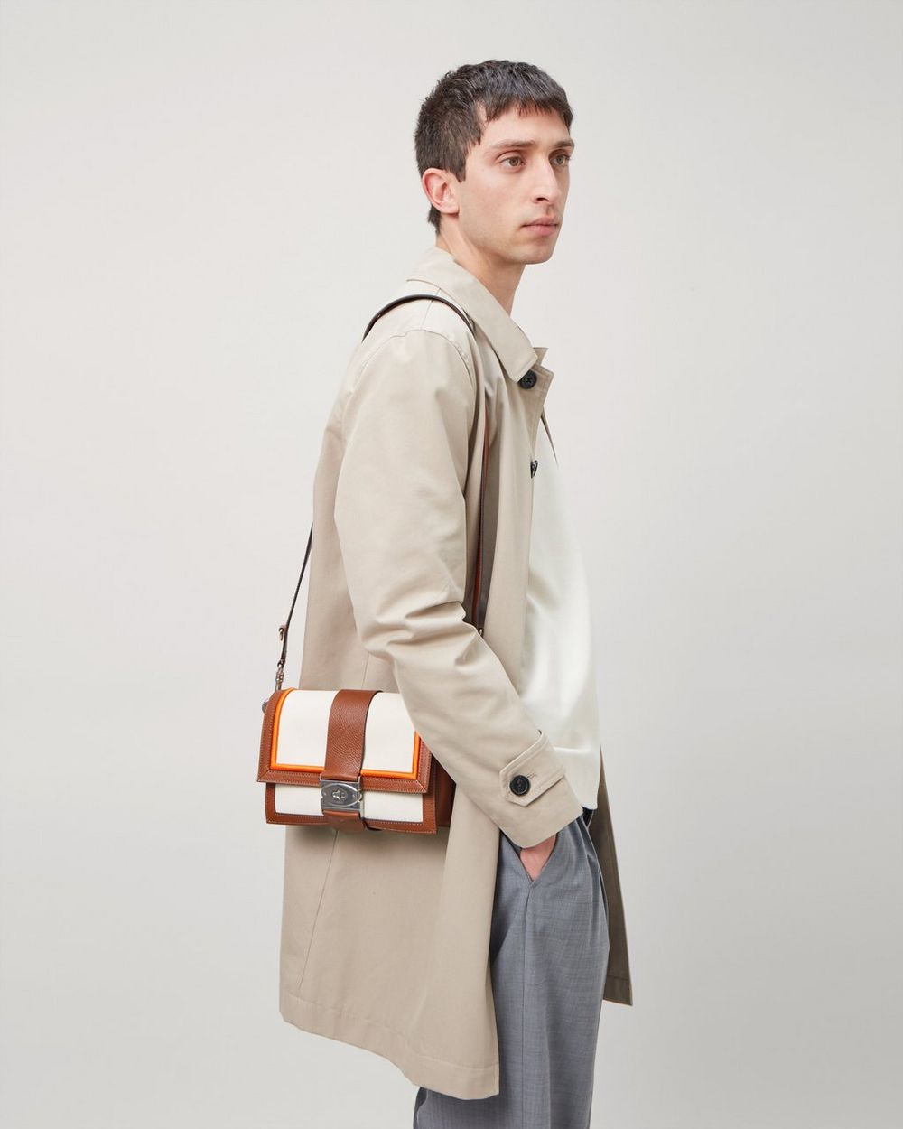 Utility Postman's Buckle Crossbody | Ecru & Oak Canvas & Leather ...