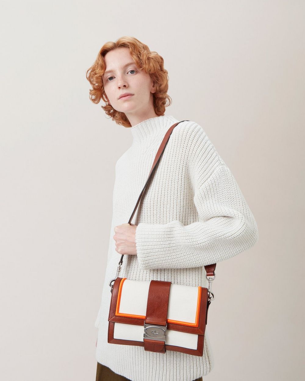 Utility Postman's Buckle Crossbody | Ecru & Oak Canvas & Leather ...