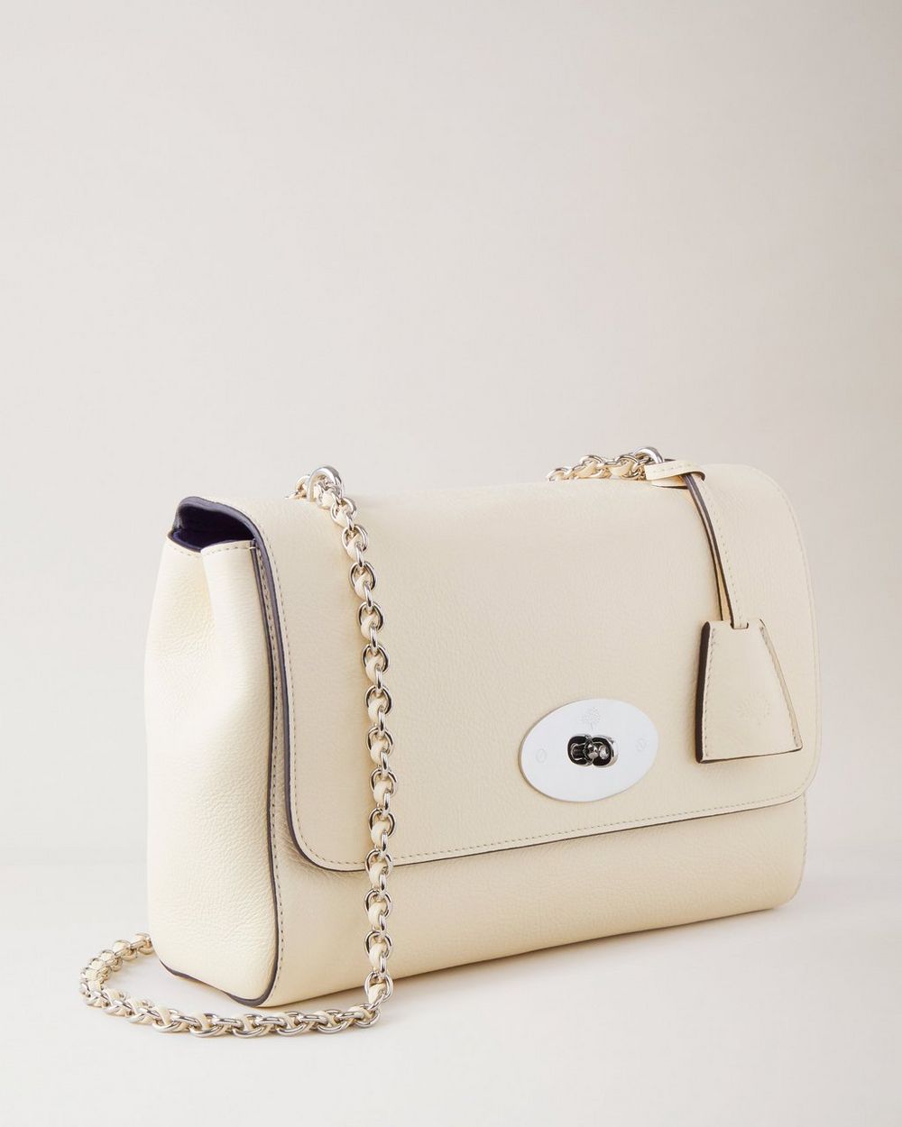 Medium Lily | Eggshell High Shine Leather | Sustainable Icons | Mulberry