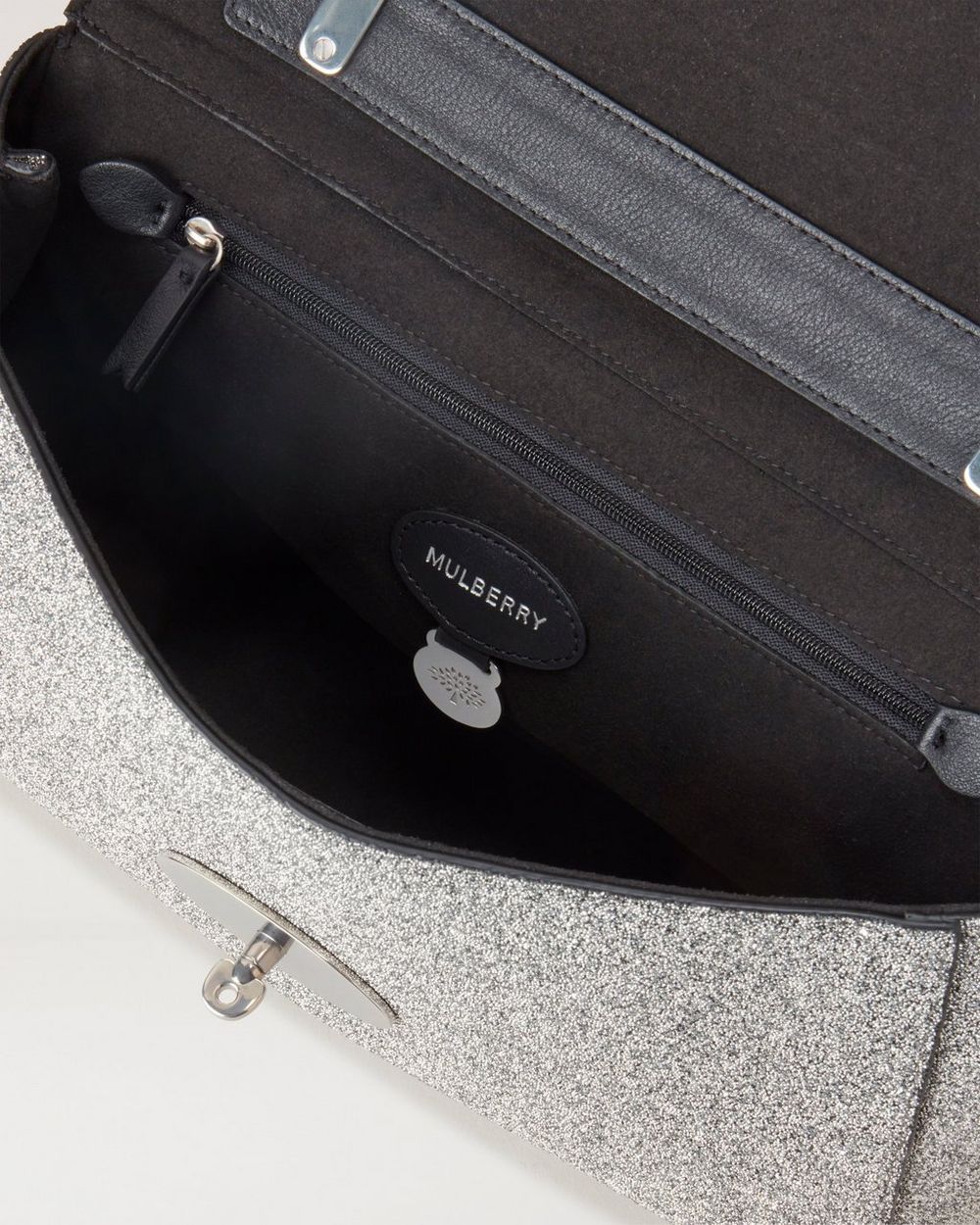 Medium Top Handle Lily | Silver Sparkling Crystal and Silky Calf | Lily ...