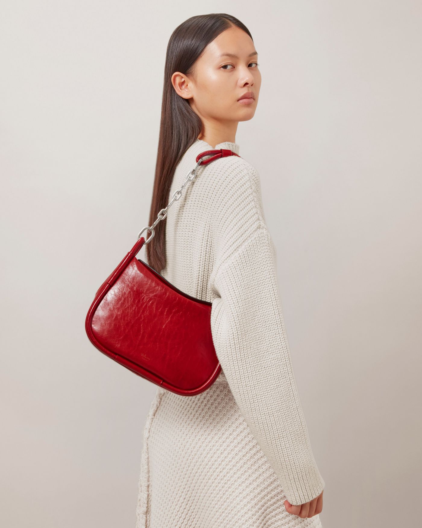 Small Link | Lancaster Red Glossy NVT | Women | Mulberry
