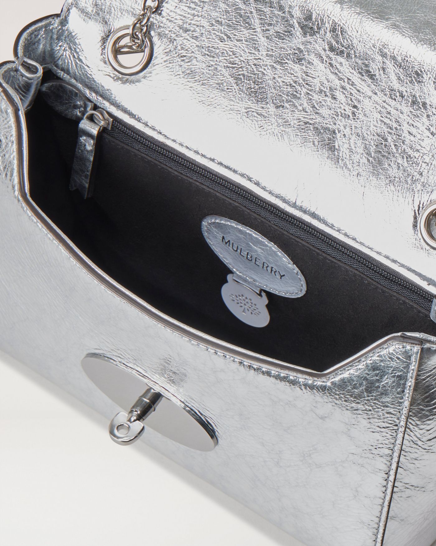 Top Handle Lily | Silver Crinkled Metallic Leather | Sustainable Icons ...
