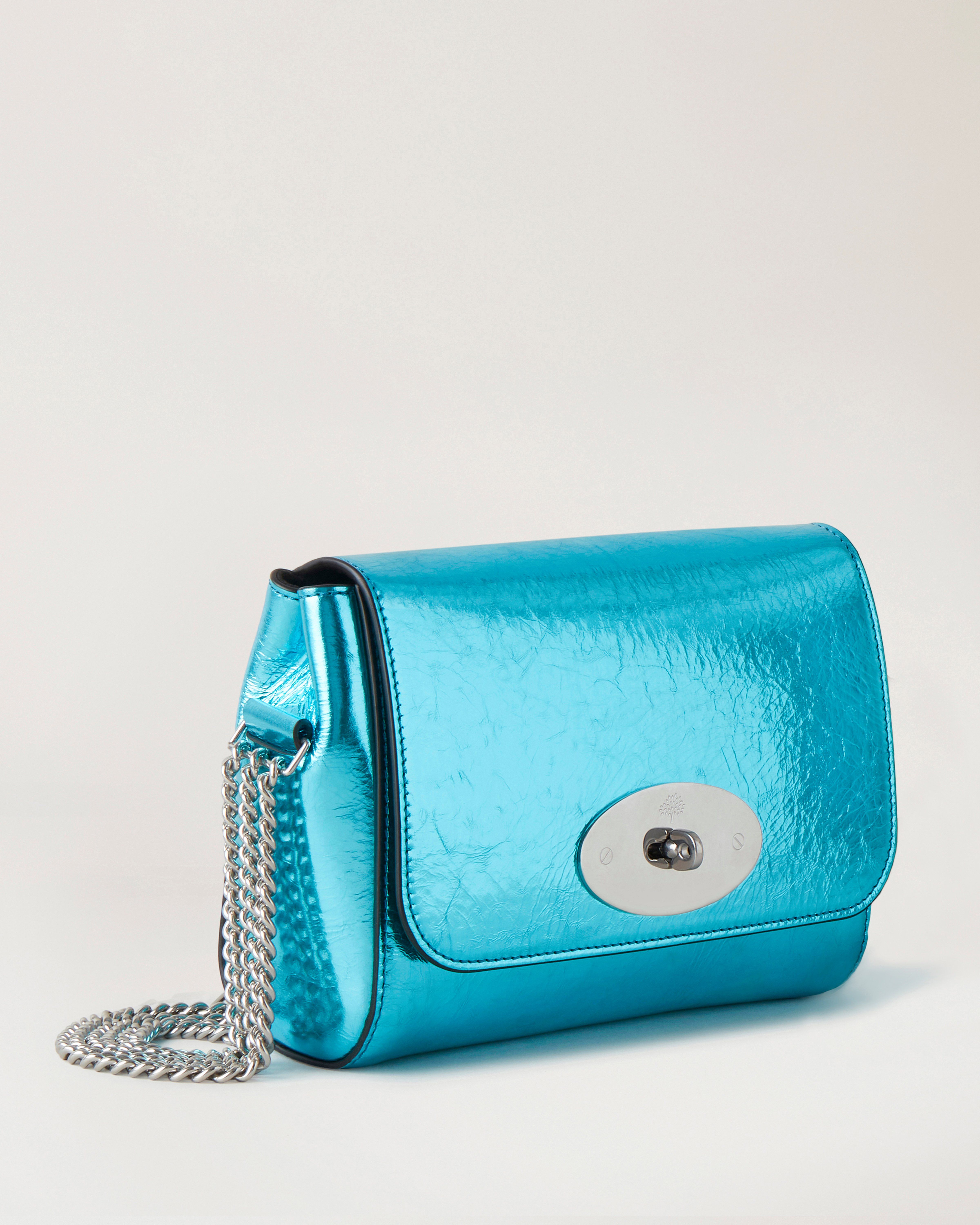 Triple Chain Lily | Portobello Blue Crinkled Metallic Leather ...