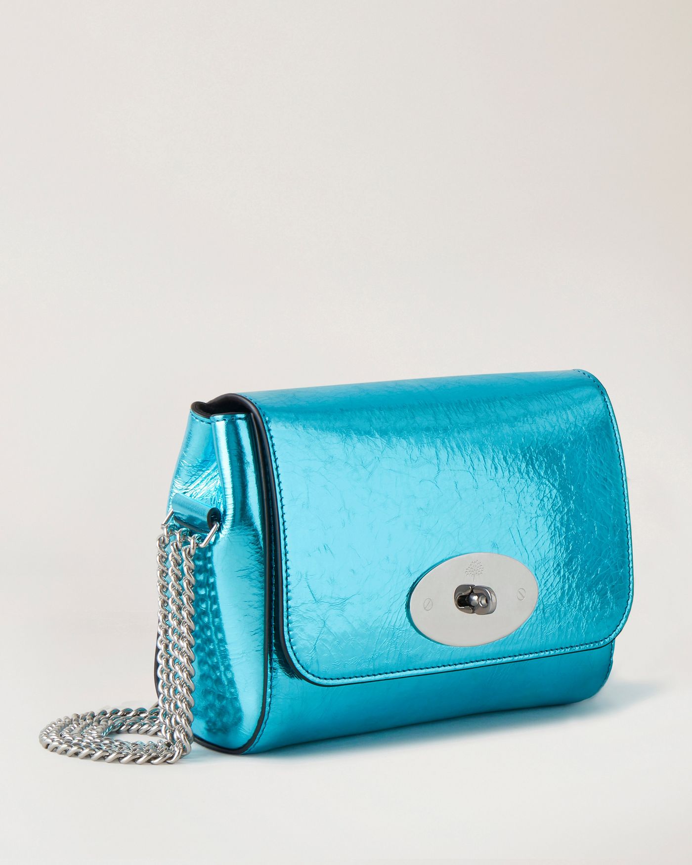 Triple Chain Lily | Portobello Blue Crinkled Metallic Leather ...