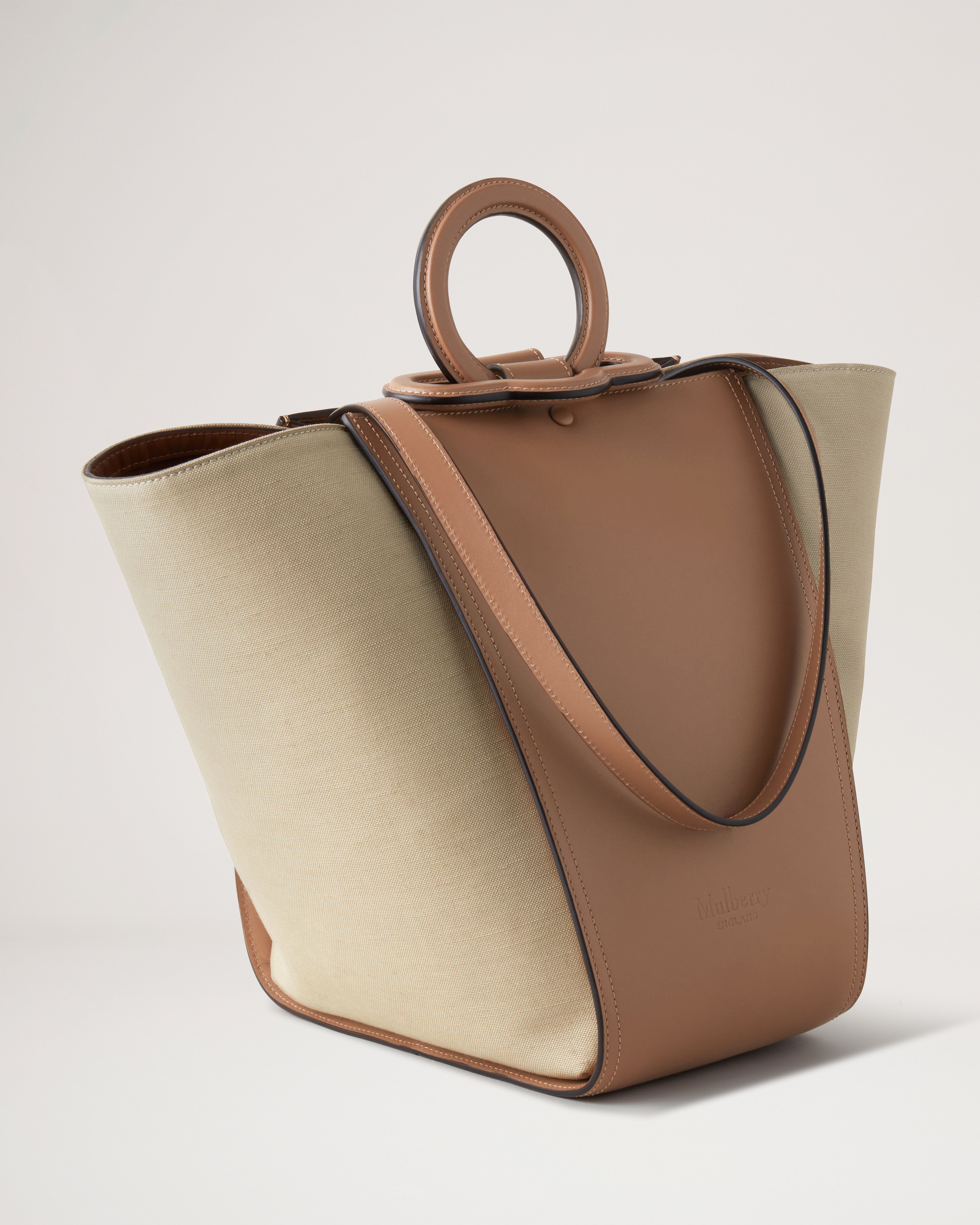 Rider's Top Handle Bag | Teak-Sand Classic Smooth Calf & Refined Canvas ...