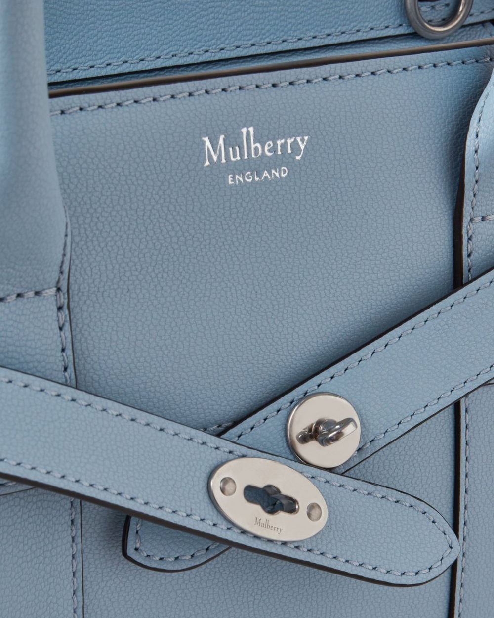 Mini Zipped Bayswater | Poplin Blue Micro Classic Grain | Women | Mulberry