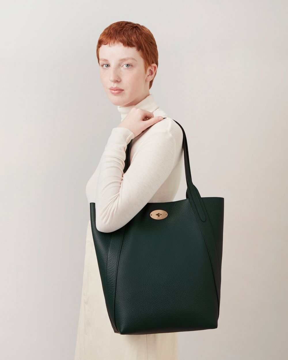 North South Bayswater Tote | Mulberry Green Heavy Grain | Women | Mulberry
