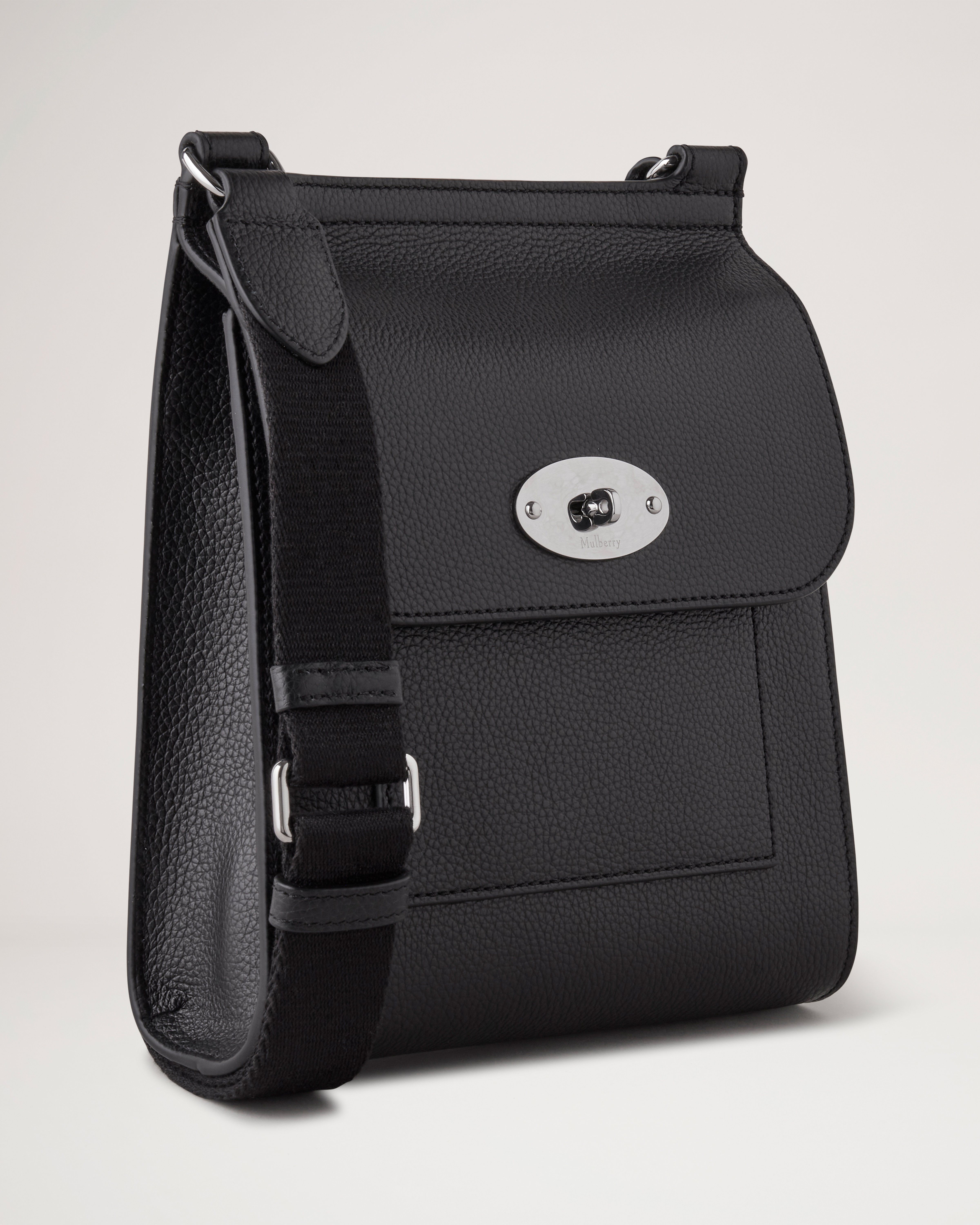 Mulberry | Small Antony | Black & Silver Small Classic Grain