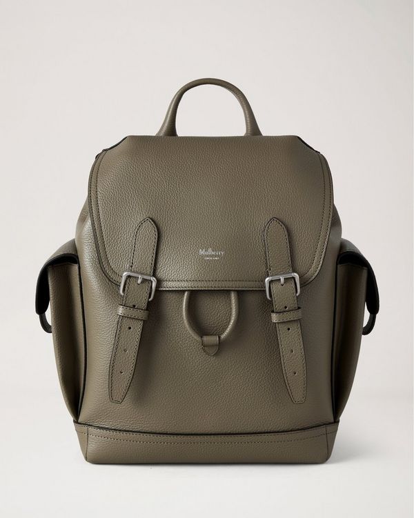 Mulberry | Mini Heritage Backpack | Linen Green Small Classic Grain