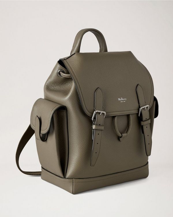 Mulberry | Mini Heritage Backpack | Linen Green Small Classic Grain