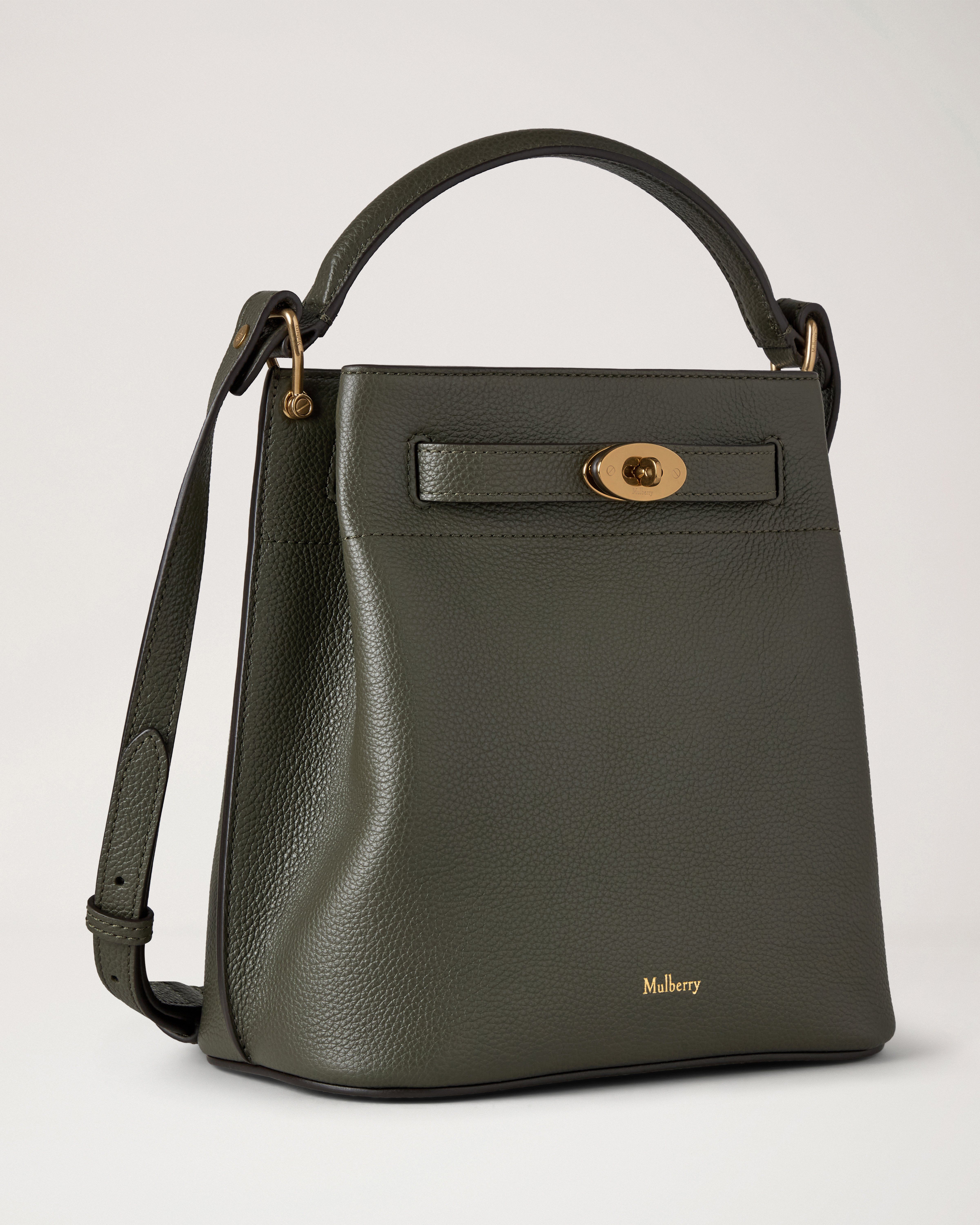 Mulberry | Islington Bucket | Juniper Green Small Classic Grain