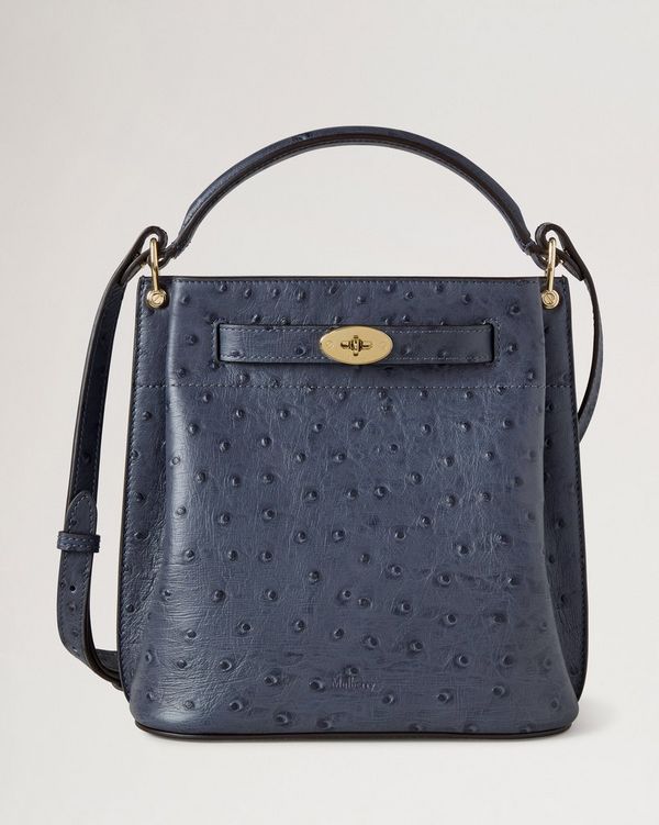 Mulberry | Islington Bucket | Stormy Blue Ostrich | Top Handle Bags
