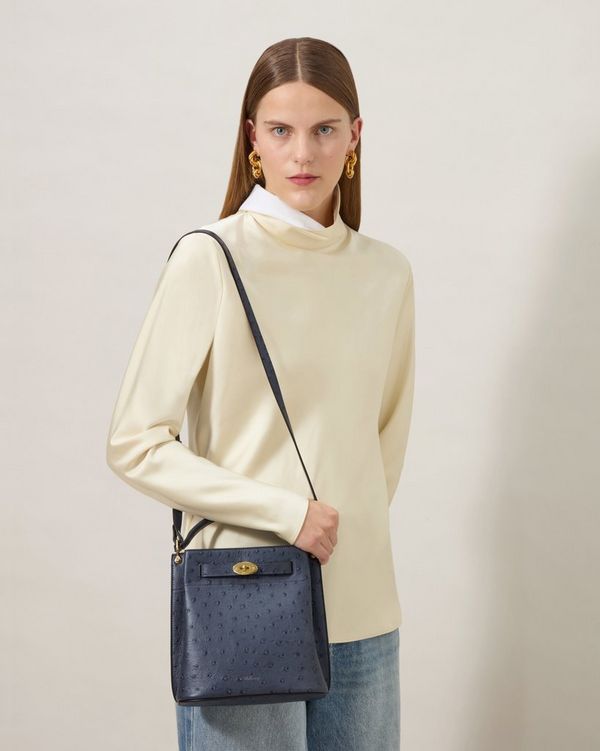 Mulberry | Islington Bucket | Stormy Blue Ostrich | Top Handle Bags