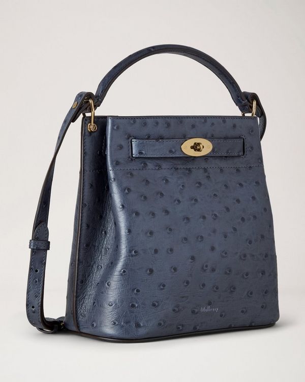 Mulberry | Islington Bucket | Stormy Blue Ostrich | Top Handle Bags