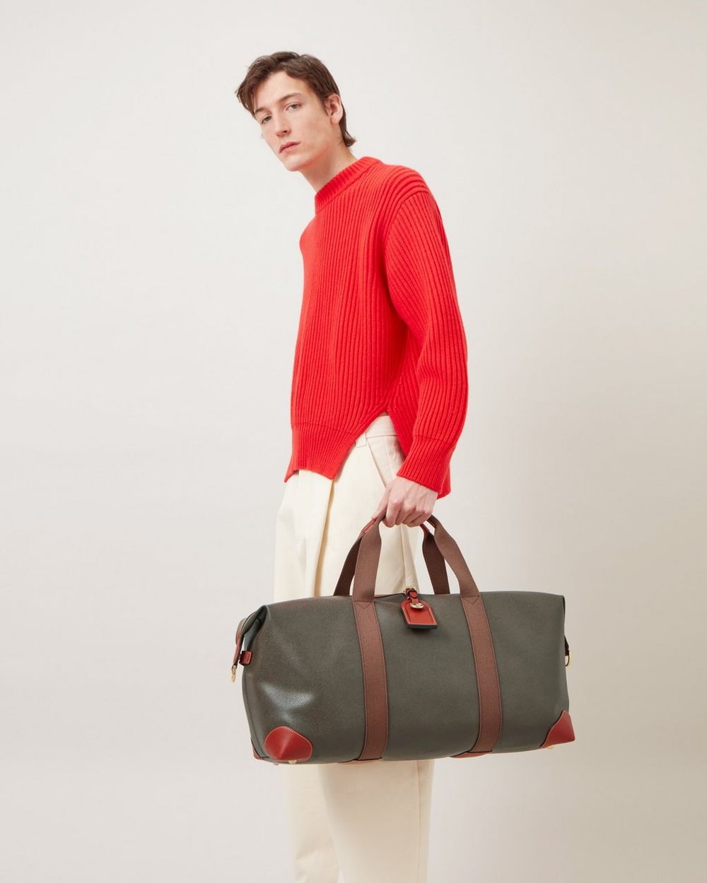 Medium Clipper | Mole & Cognac Printed Eco Scotchgrain & Flat Calf ...