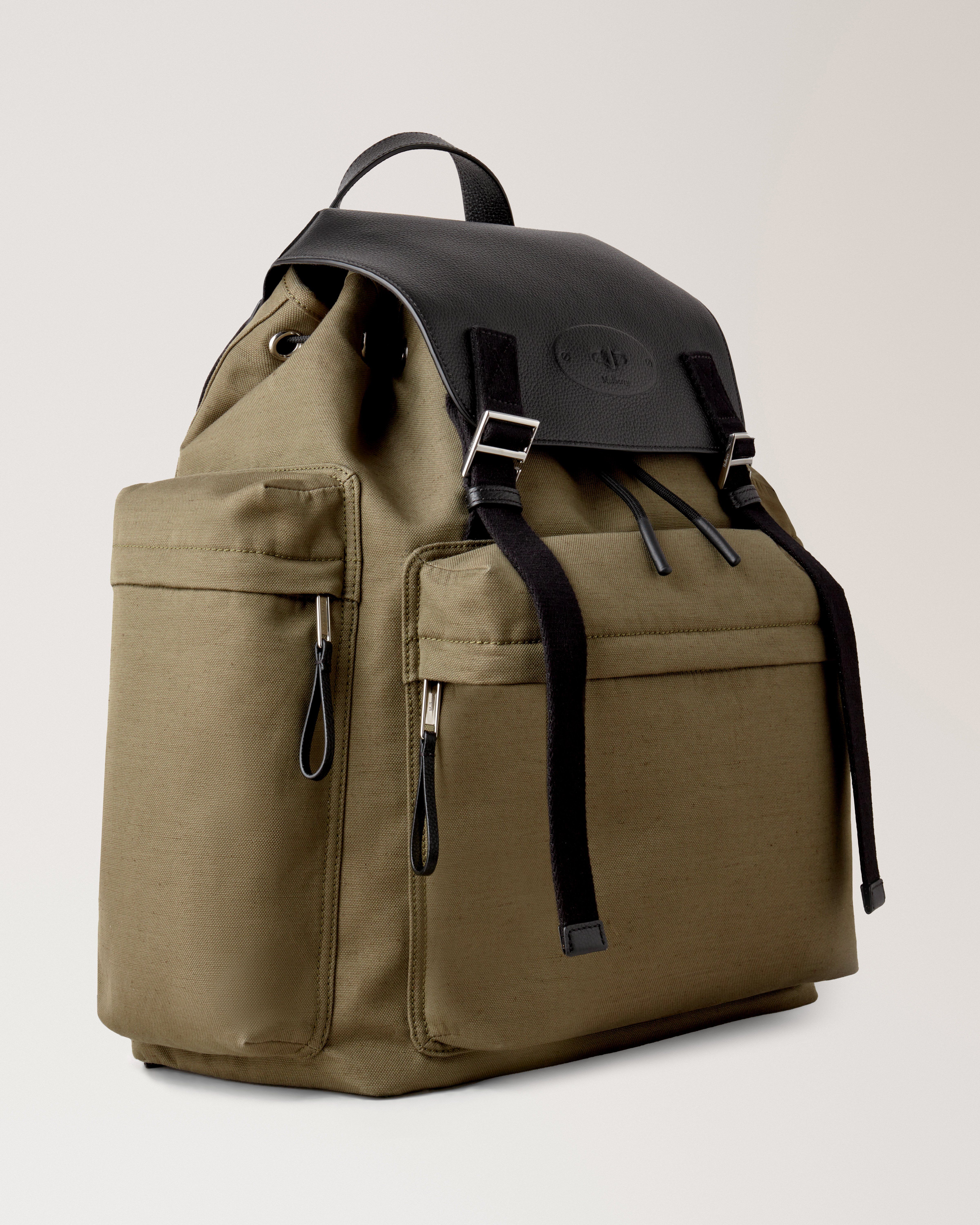 Skye Oversized Backpack | Olive & Black Canvas & Small Classic Grain ...