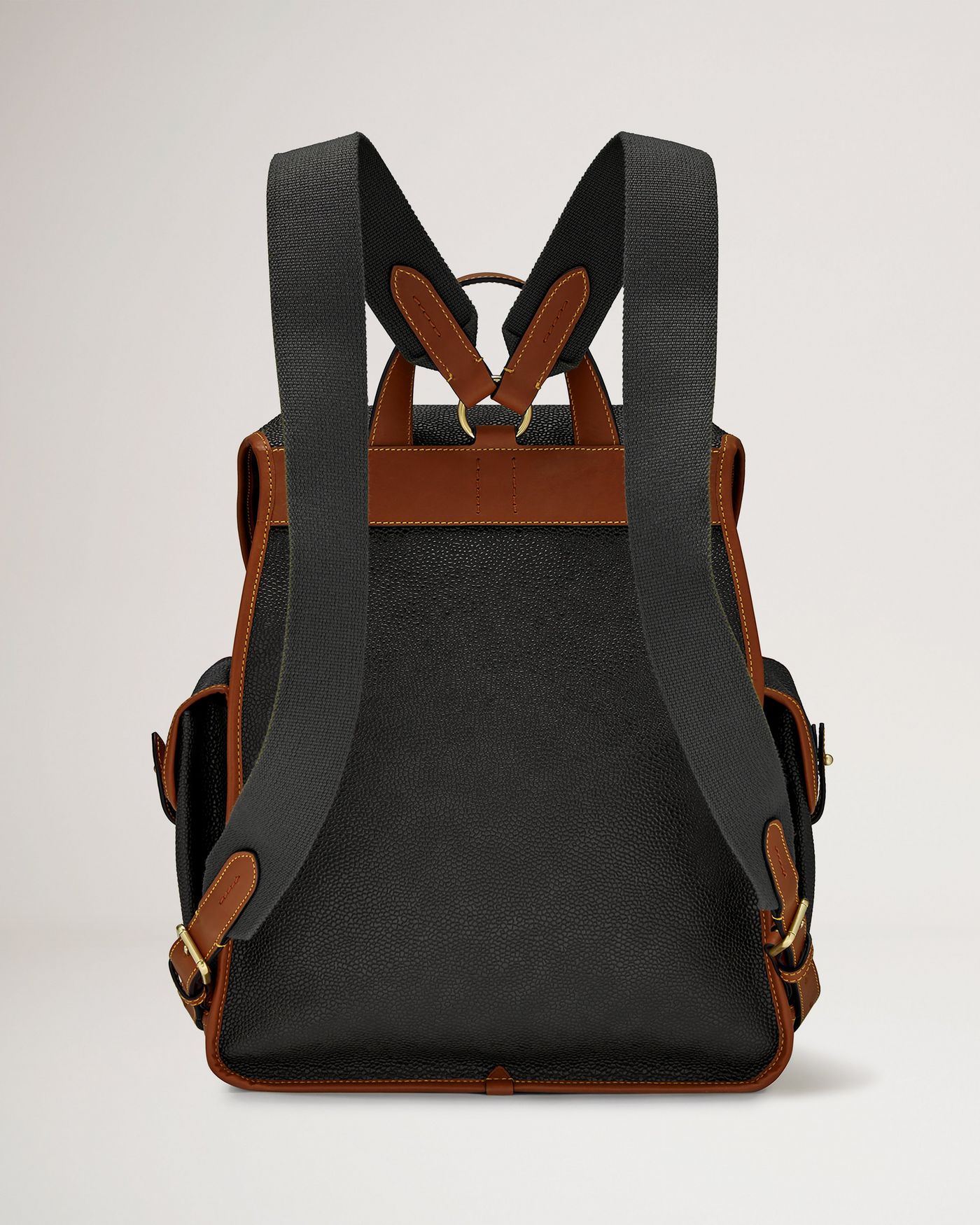 Heritage Backpack | Black & Cognac Eco Scotchgrain | Men | Mulberry