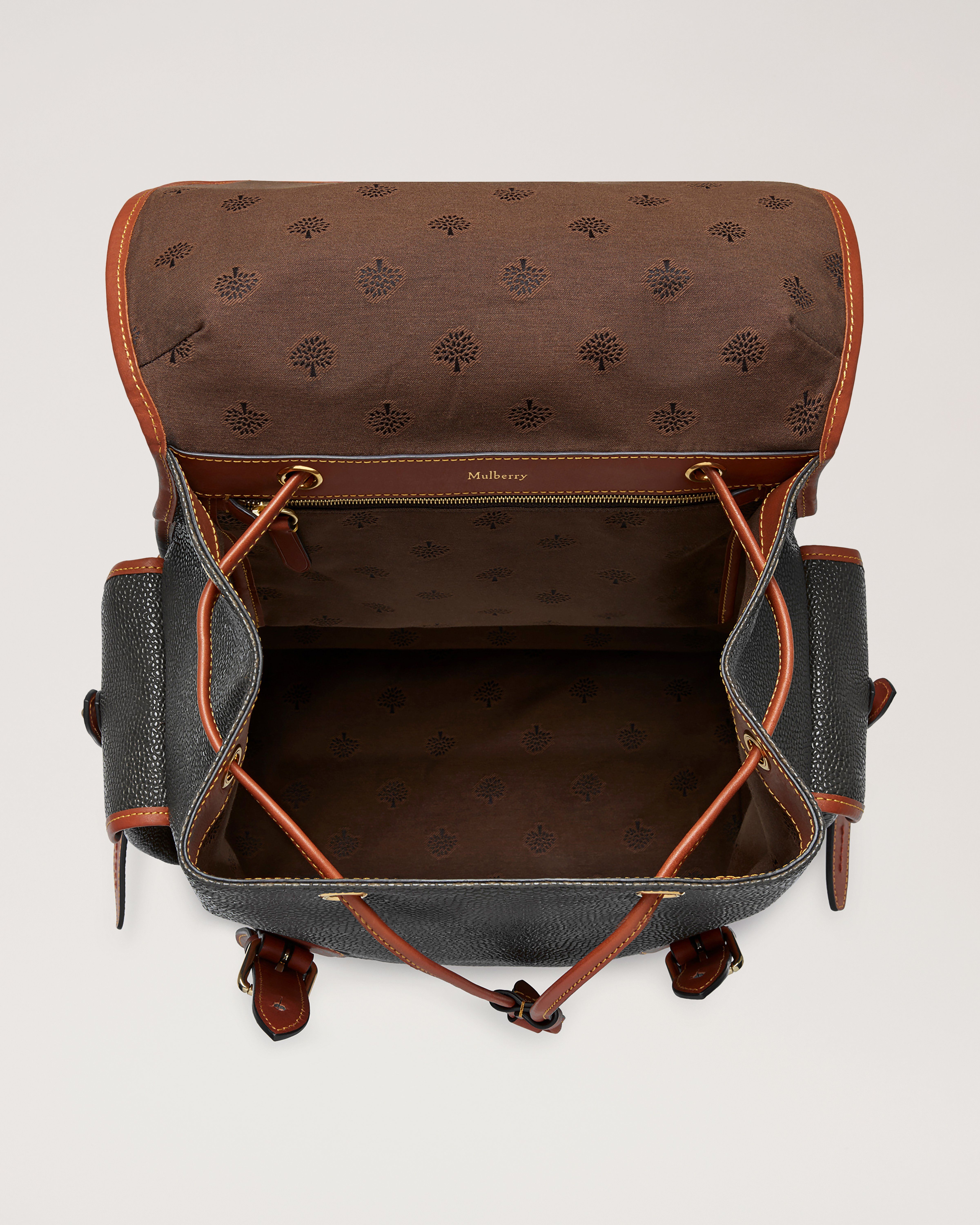 Heritage Backpack | Black & Cognac Eco Scotchgrain | Men | Mulberry