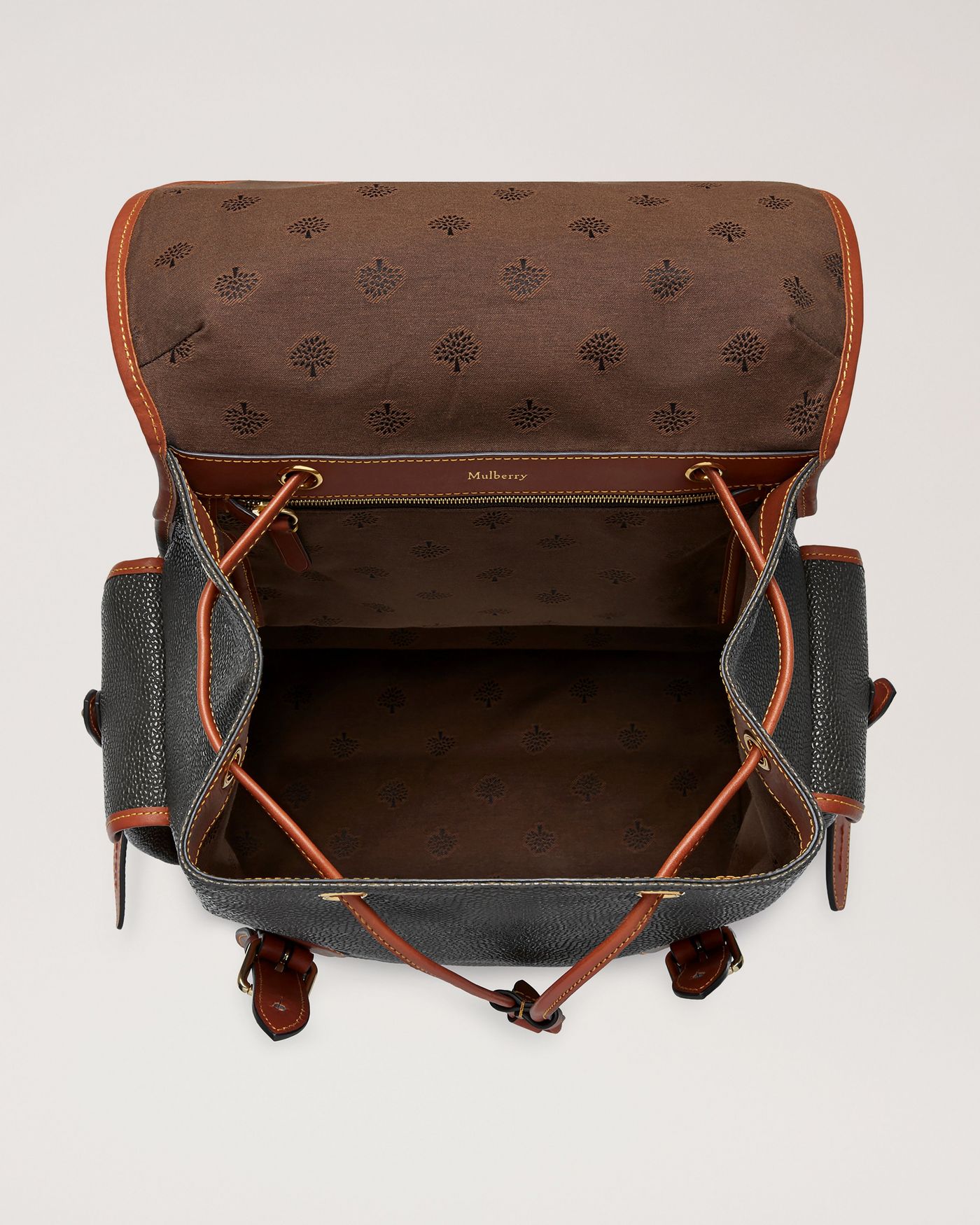 Heritage Backpack | Black & Cognac Eco Scotchgrain | Men | Mulberry