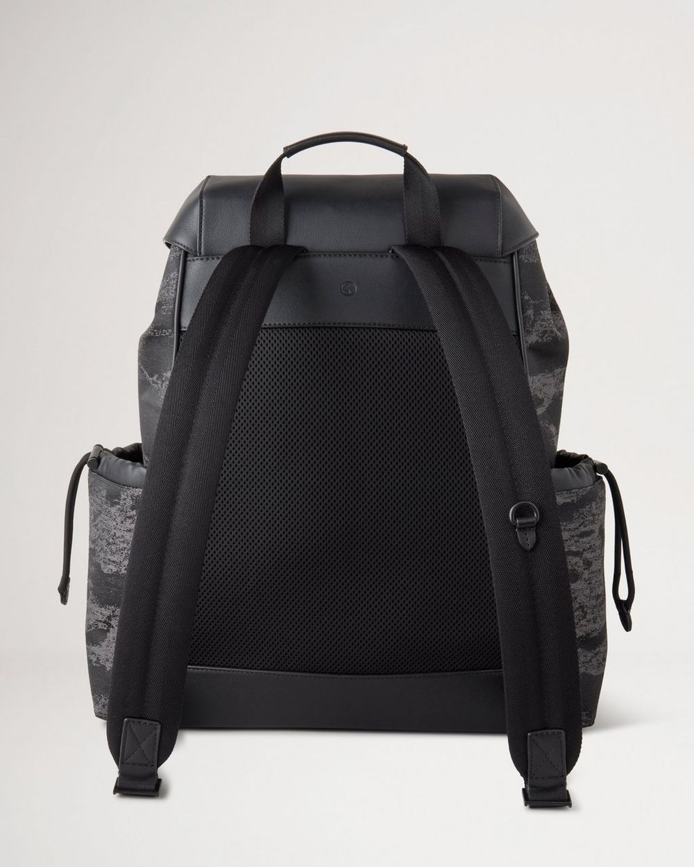 Utility Postman's Buckle Backpack | Black & Grey Rocky Jacquard Silky ...