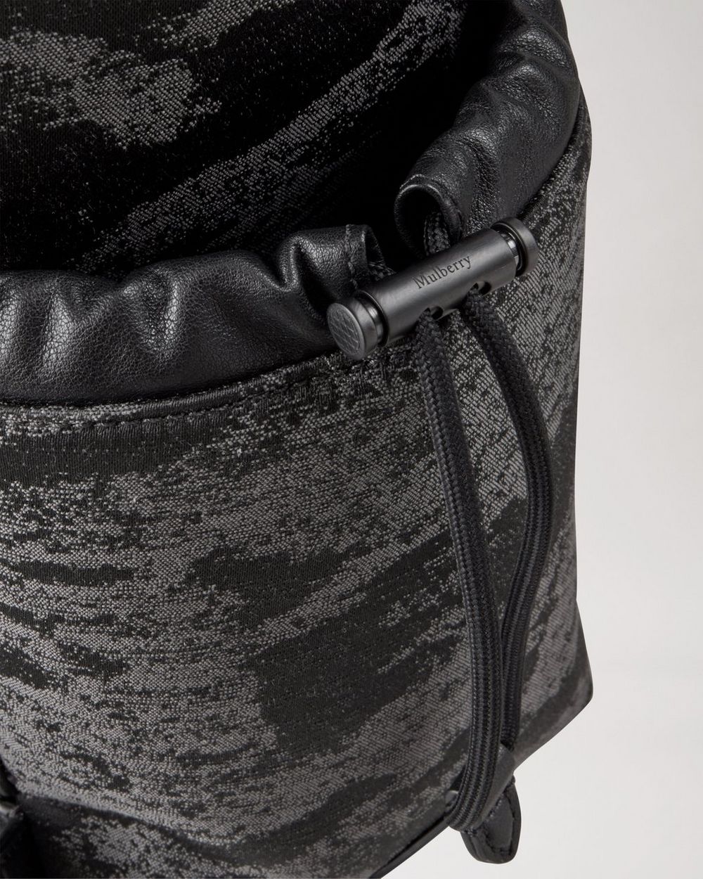 Utility Postman's Buckle Backpack | Black & Grey Rocky Jacquard Silky ...