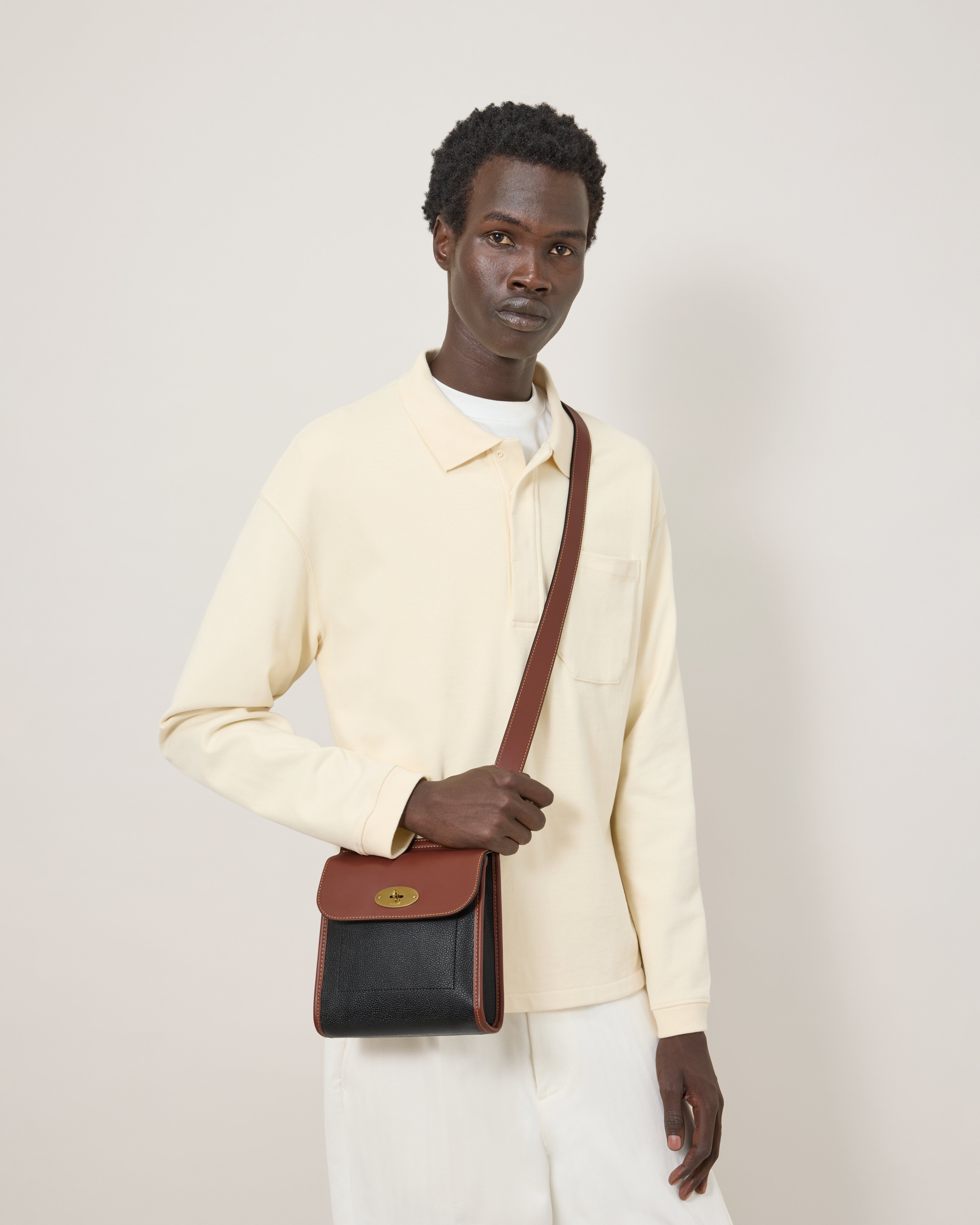 Small Antony | Black & Cognac Eco Scotchgrain | Women | Mulberry