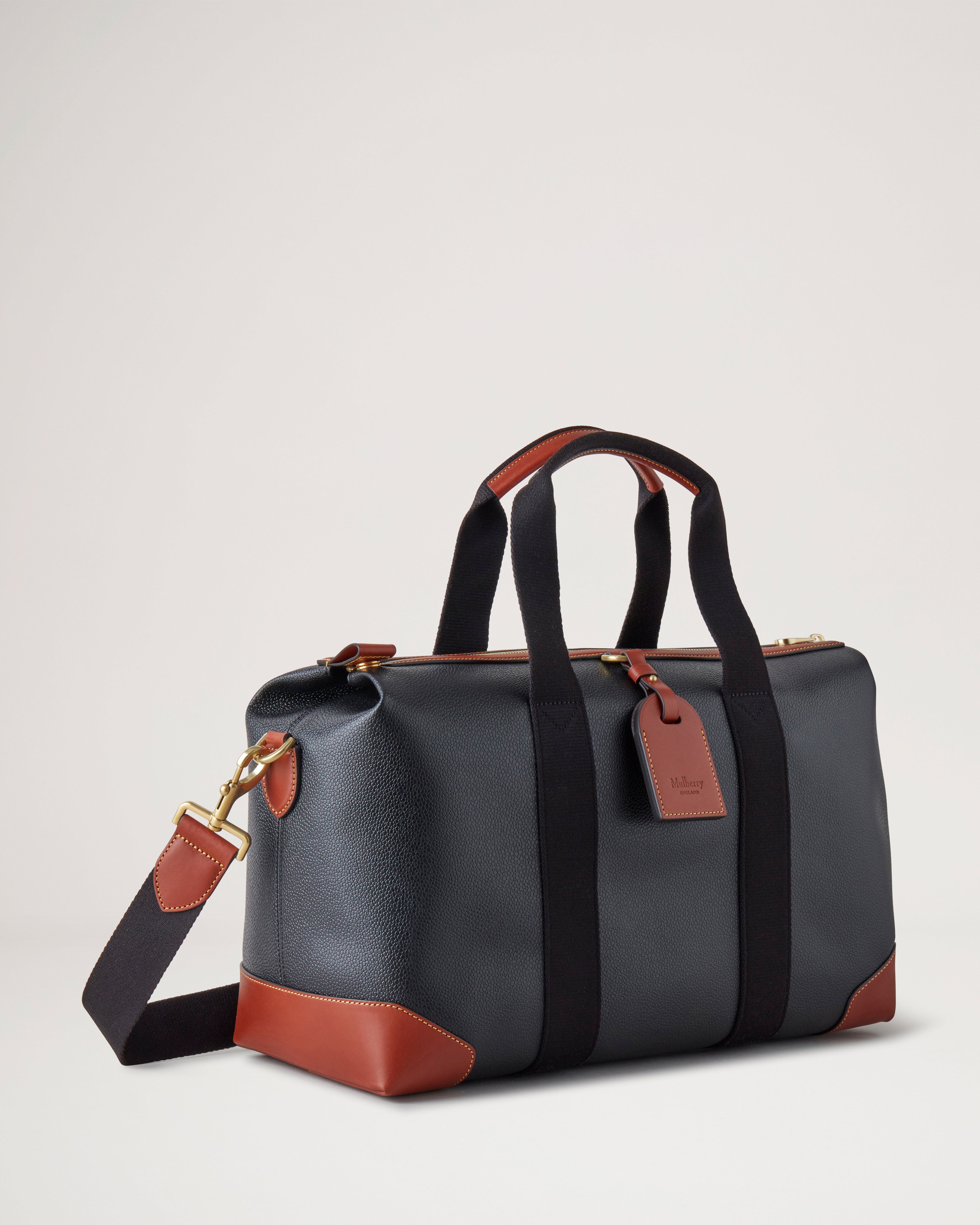 Heritage Day Clipper | Black & Cognac Printed Eco Scotchgrain & Flat ...