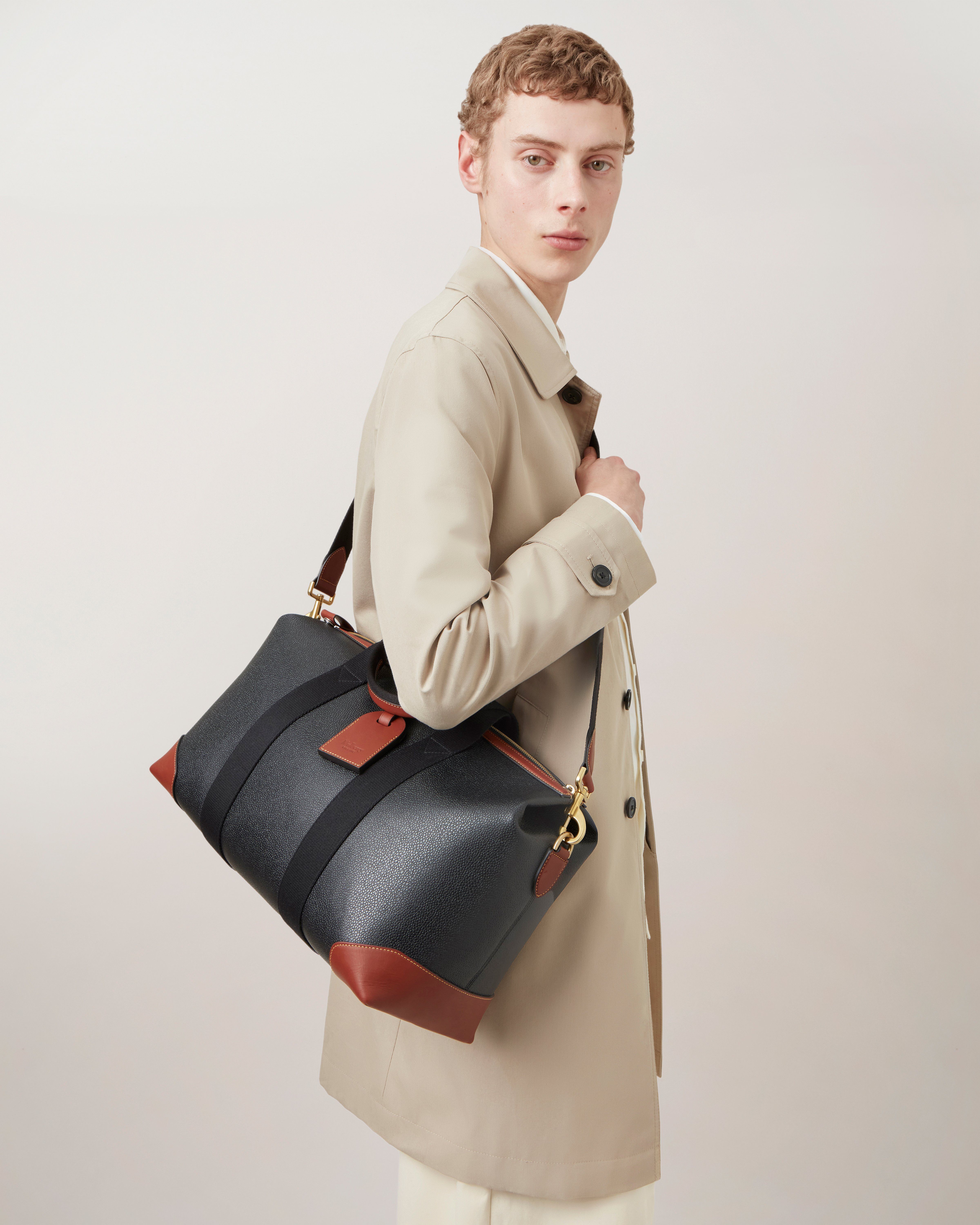 Heritage Day Clipper | Black & Cognac Printed Eco Scotchgrain & Flat ...
