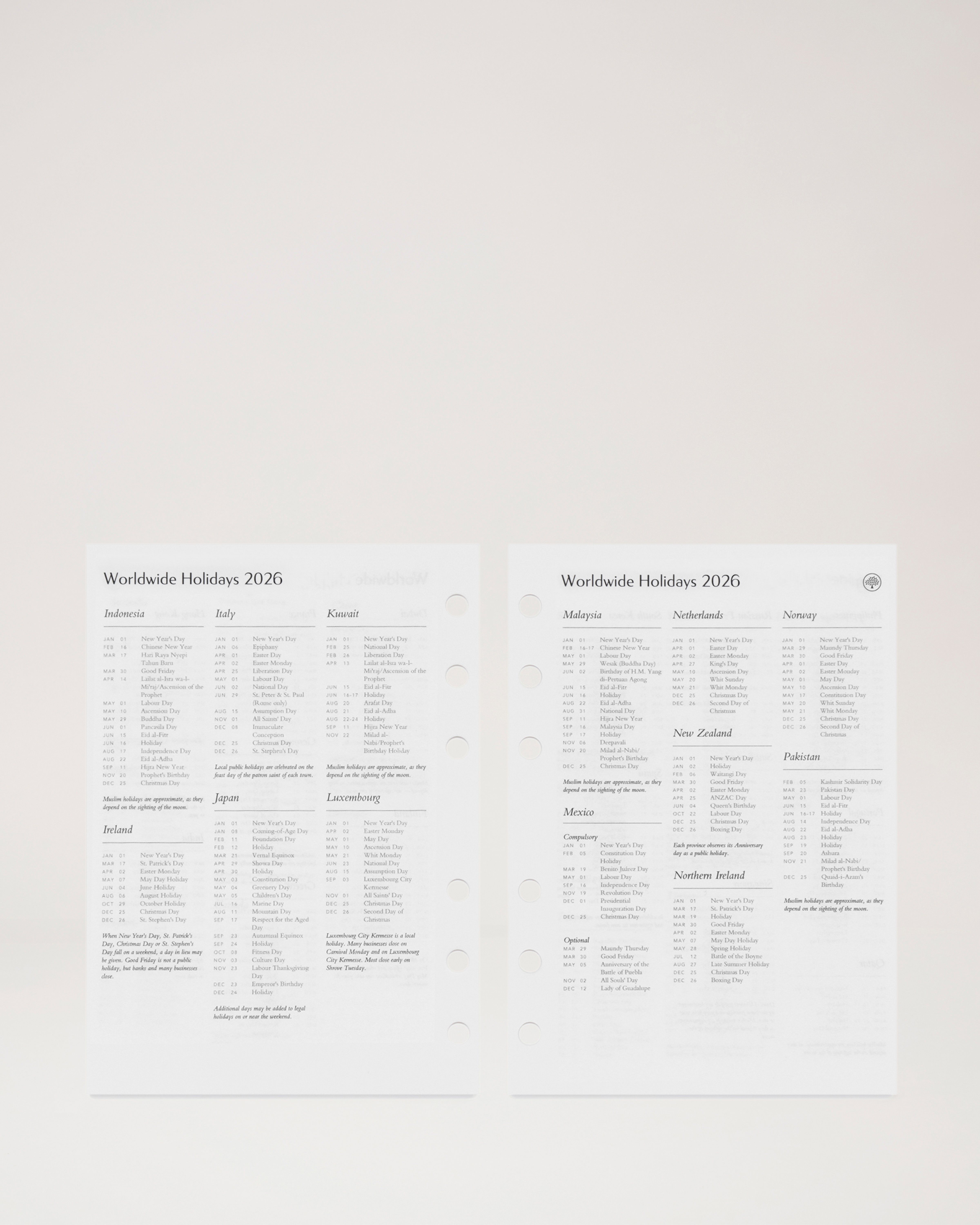 Mulberry | 2026 Agenda Diary Insert | White Paper | Women