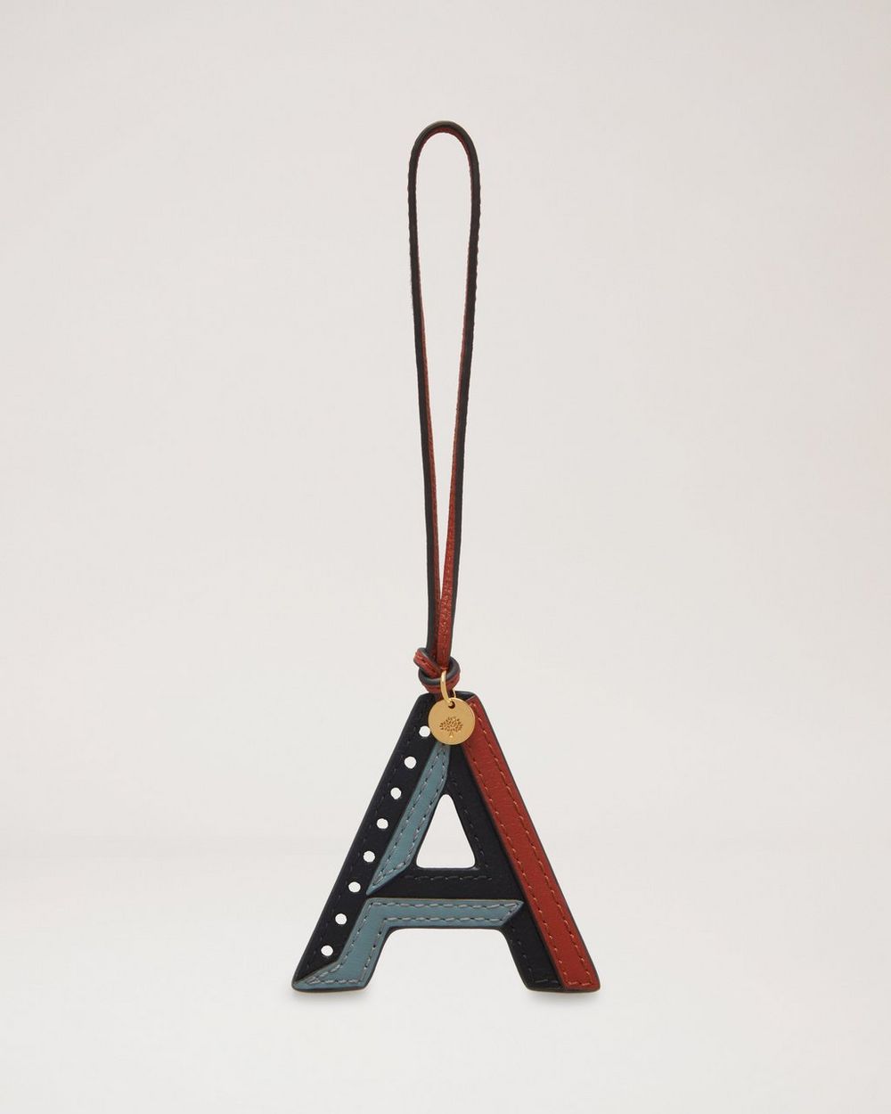 Tri-Colour Leather Keyring - A | Black Silky Calf | Personalisation ...