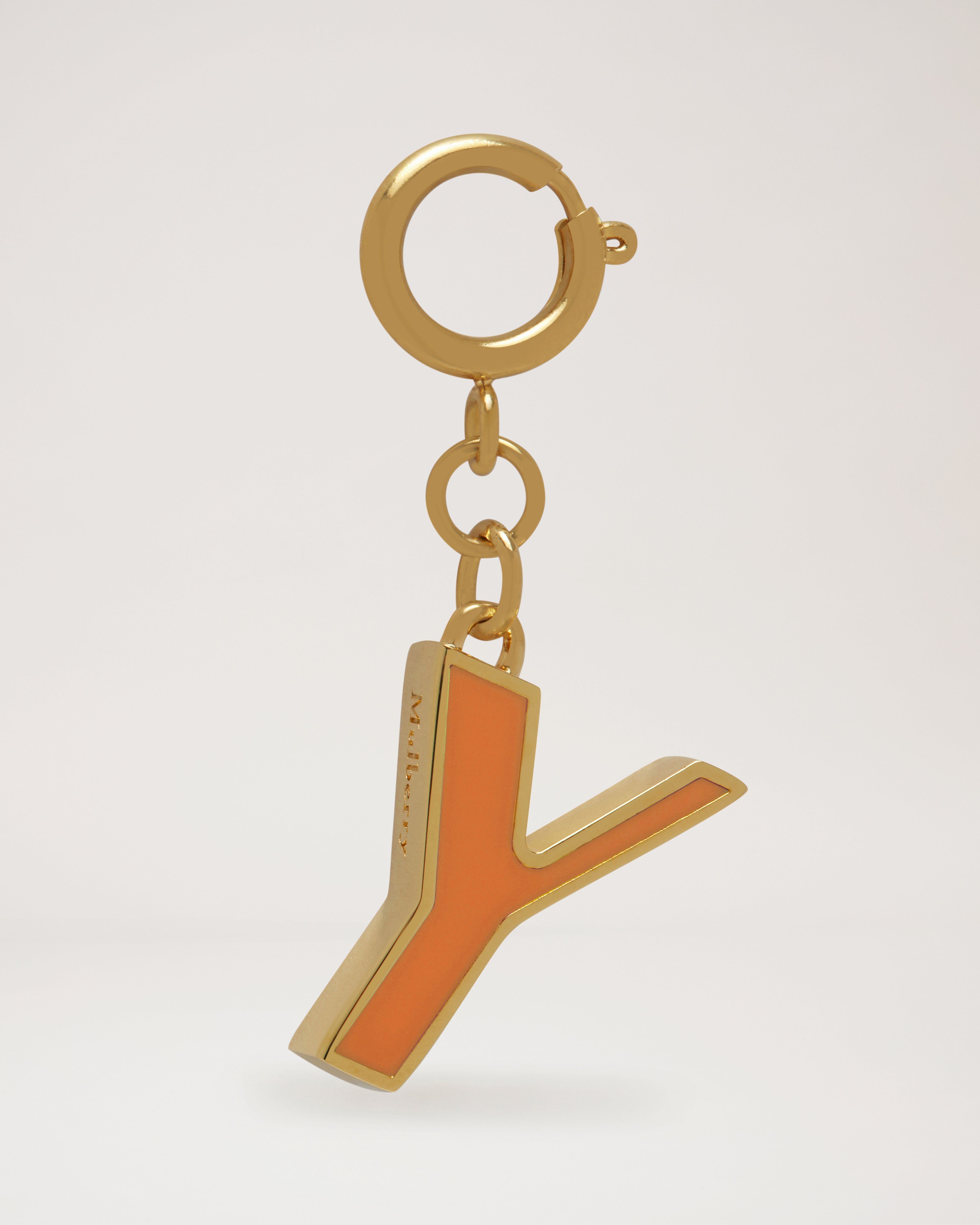 Enamel Keyring - Y | Tangerine Orange Enamel | Women | Mulberry